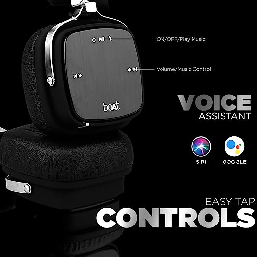 boAt Rockerz 600 Wireless Bluetooth On Ear Headphones with Mic (Black ...